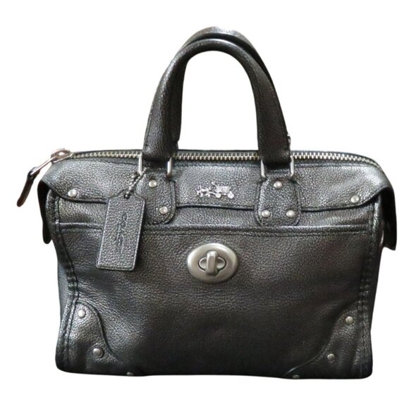 Coach | Bags | Coach Metallic Gunmetal Grey Leather Rhyder Crossbody ...